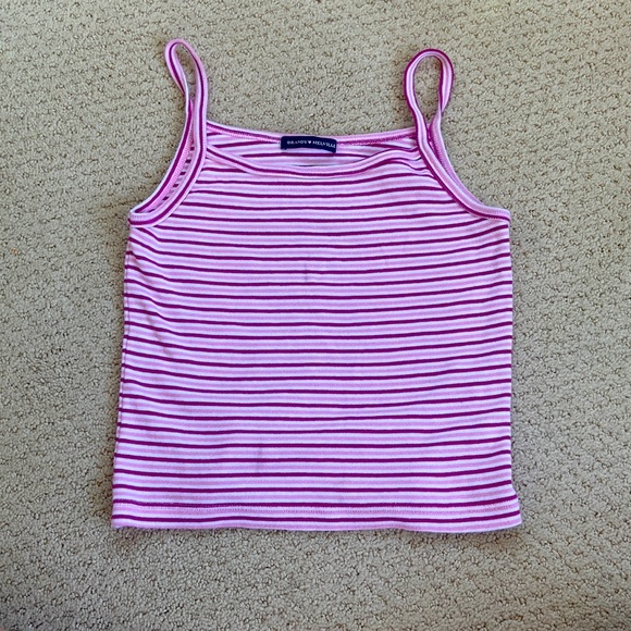 Brandy Melville | Tops | Rare Brandy Melville Pink Striped Tank Top ...